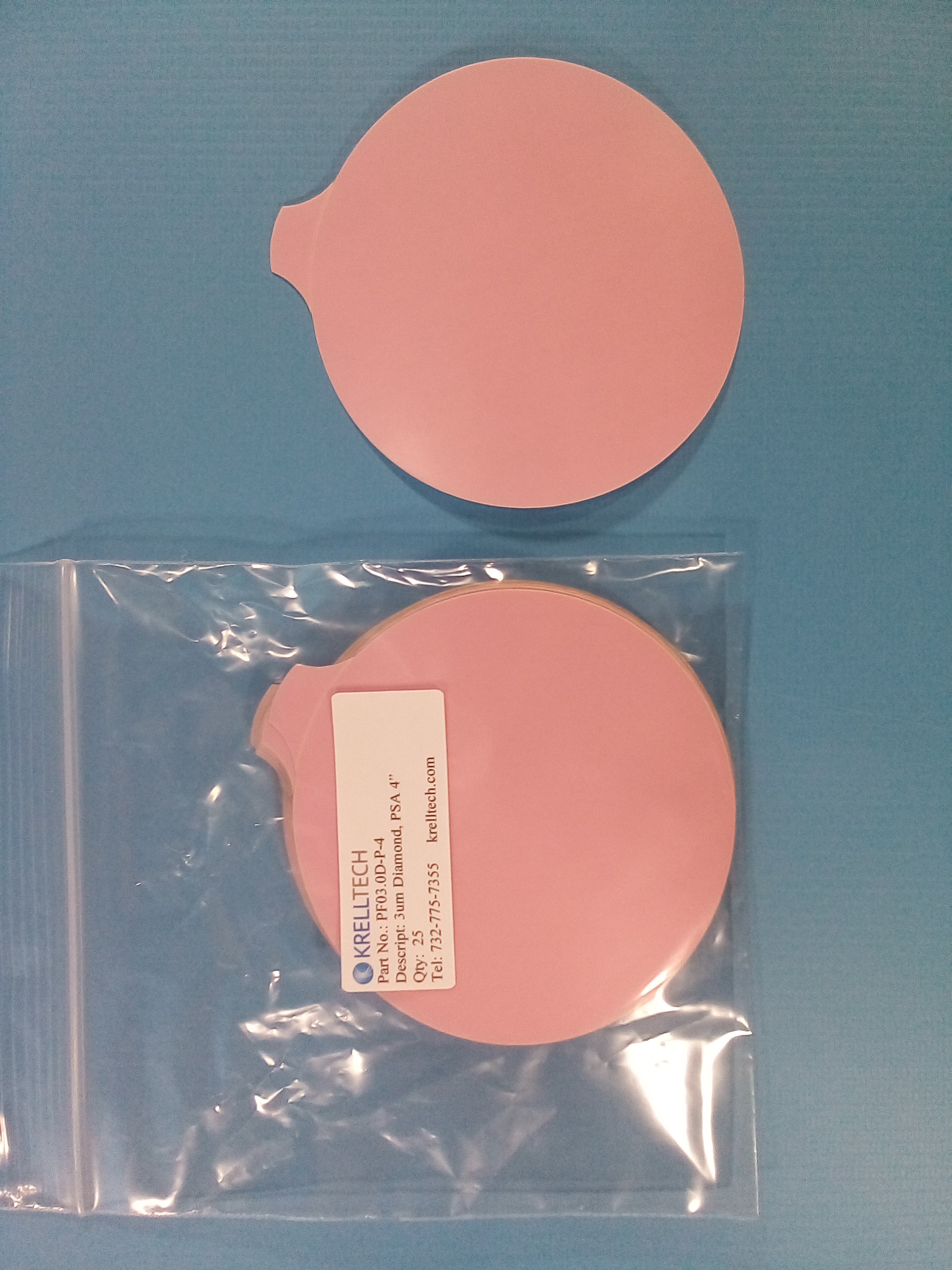 KrellTech - 3um diamond polishing film 4 inch PSA